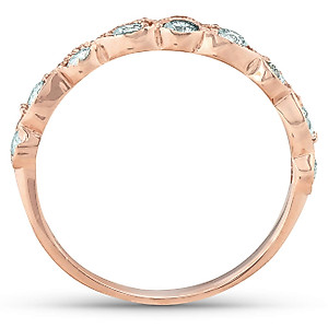 1/10 Ct Diamond Wedding Ring Womens Stackable 14k Rose Gold Anniversary Band - Size 7.5