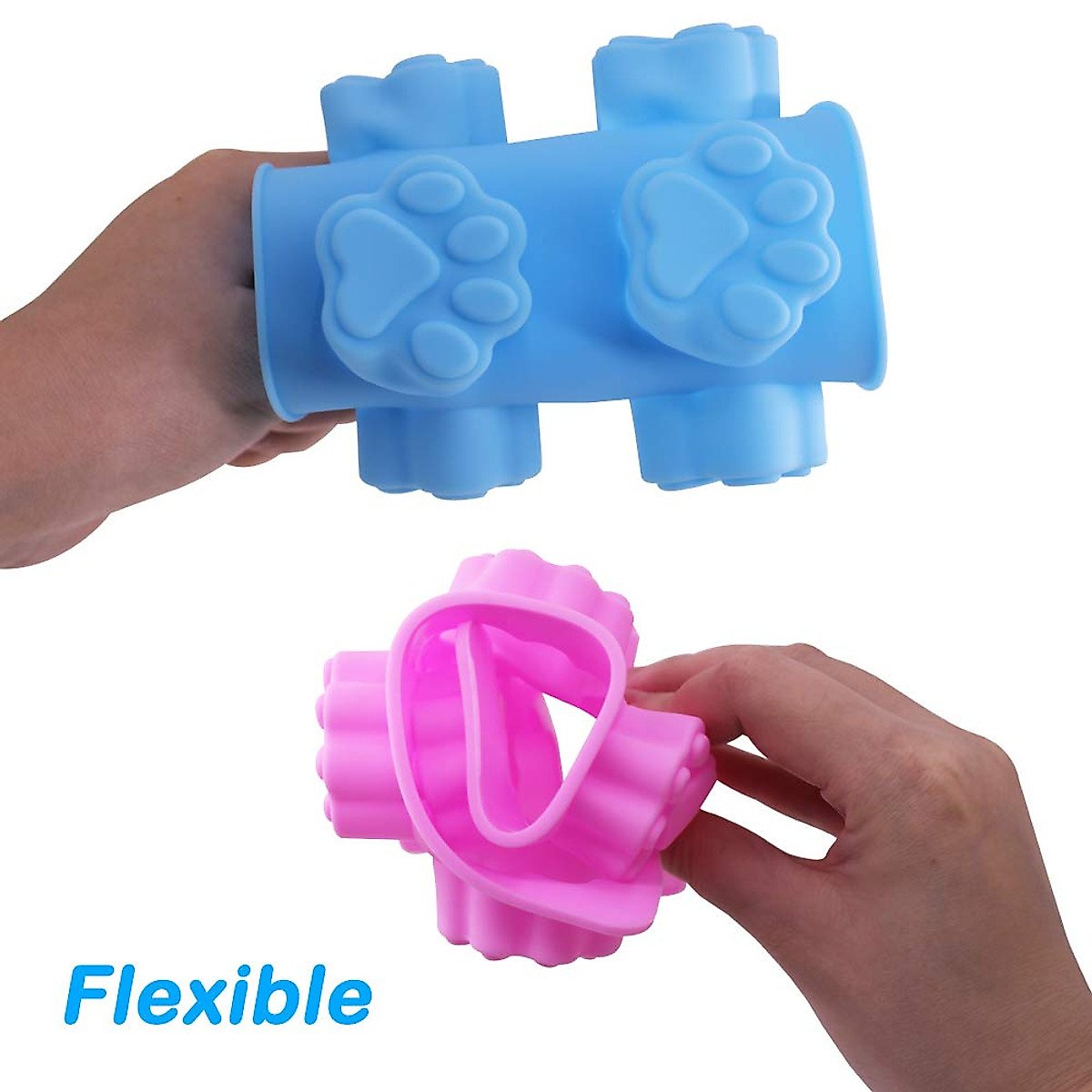 4 Packs Silicone Dog Paw Mold and 3 Packs Stainless Steel Bone Cookie Cutter, SourceTon Assorted Sizes Dog Bone Biscuit Cookie for Homemade Treats and Cat Animal Paw Ice Candy Chocolate Baking Mold