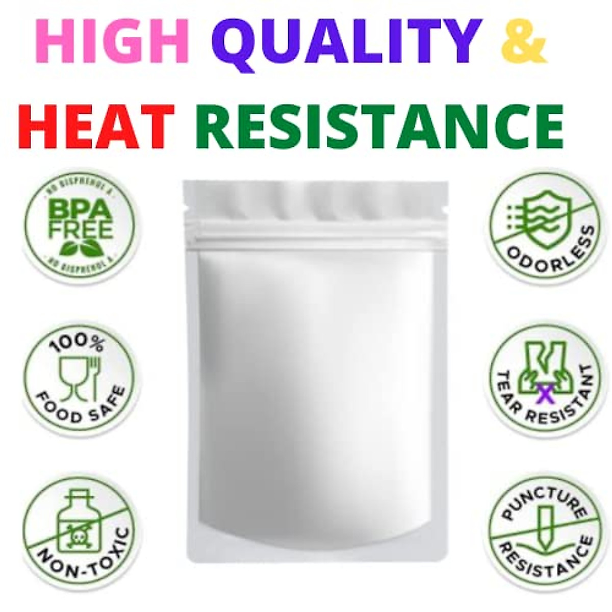 Premium Mylar Bag 1 GALLON - Thick 9.4 Mil 10"X14" Airtight Vacuum Sealing Sealable Mylar Bags for Long Term Food Storage - Odor Free Heat Resistant - Light and Moisture Proof Fresh Saver Packs 30PCS