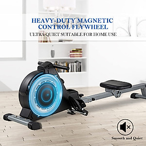 Magnetic Rowing Machine Folding Exercise Rower Machine 16-Level Tension Resistance with Display Panel for Home Use Gyms Training Exercise Equipment