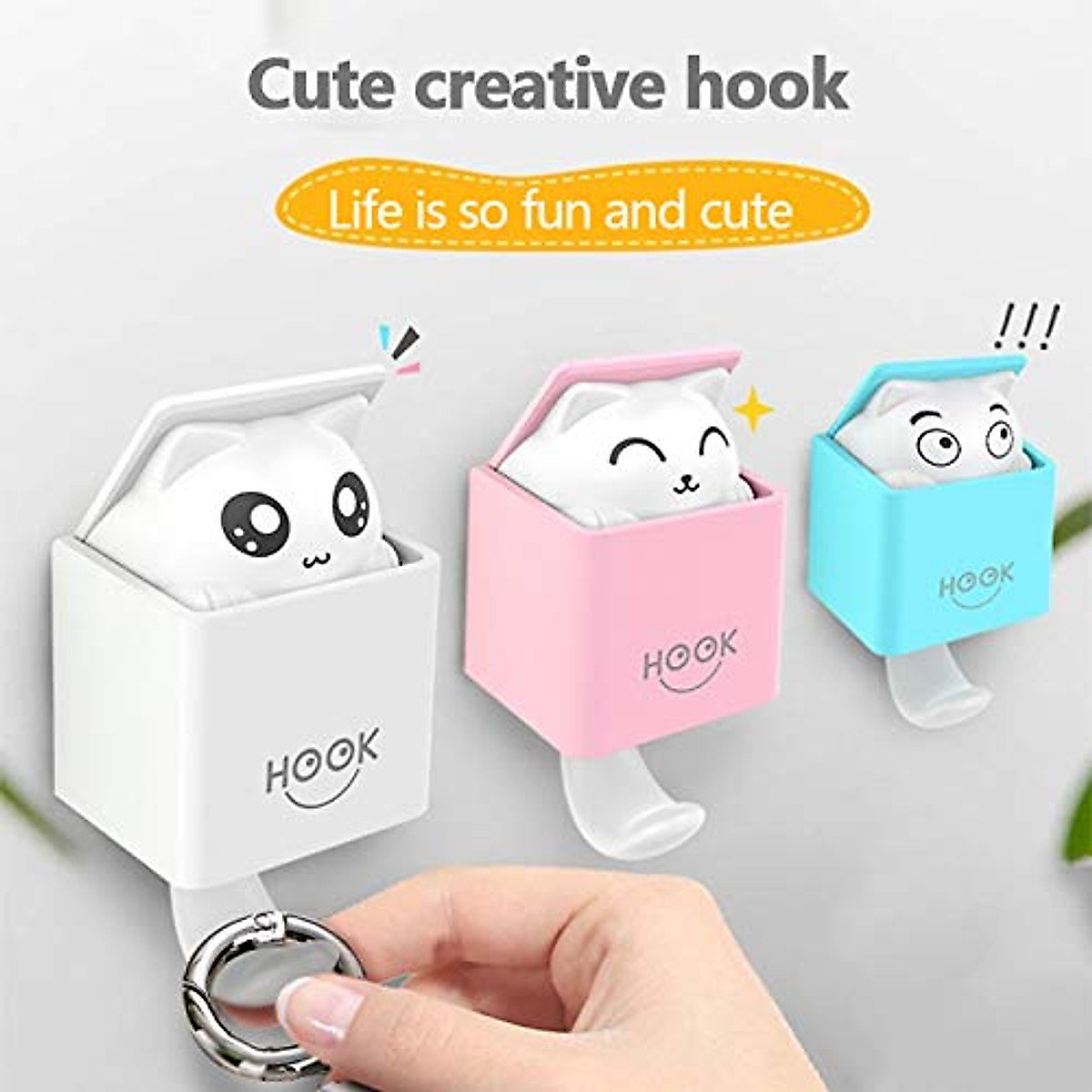RELABTABY Cute Cartoon Wall Hook, Fun Adhesive Kids Wall Hooks for Boy and Girl Room Bedroom Hanging Towel, Coat, Hat, Scarf, Cloth, Key, Bag, Belt, Toy and More [4-Pack]…