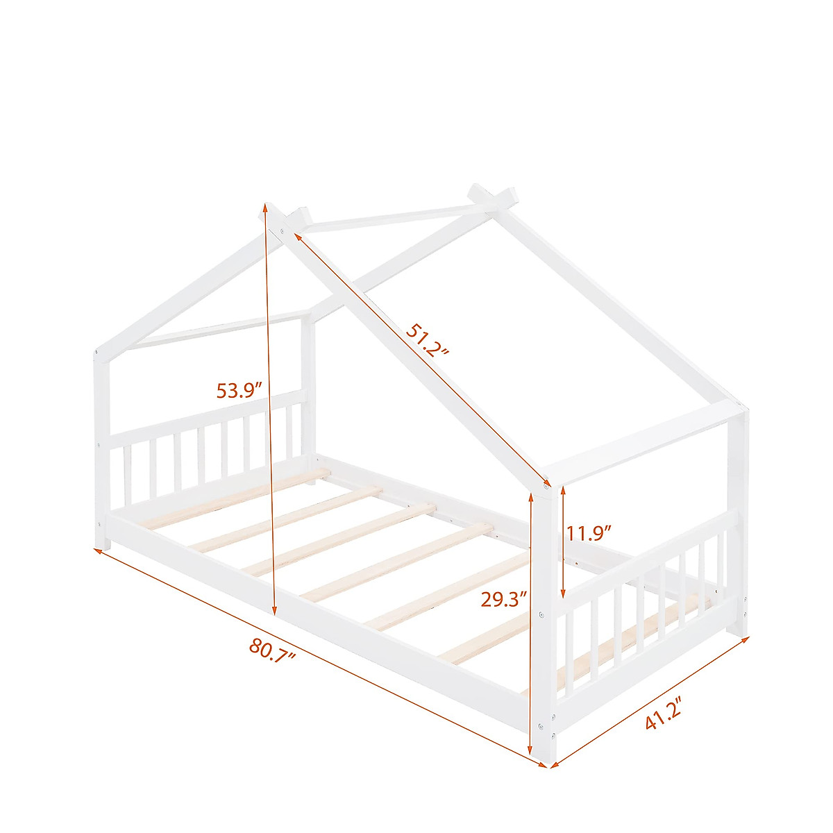 Harper & Bright Designs Kids House Beds Twin, Wooden Montessori Bed, Kids Twin House Bed with Headboard & Footboard, Twin Bed Frame for Kids Boys Girls Teens, No Box Spring Need (Twin, White)
