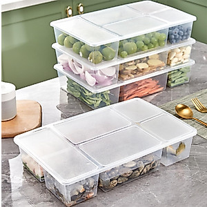 YAYODS 3 Pack Divided Veggie Tray with Lid, 5 Compartment Snackle Box Container for Fridge, Clear Stackable Salad Prep Food Storage Containers for Snack, Fruit, Vegetable, Salad, Meat