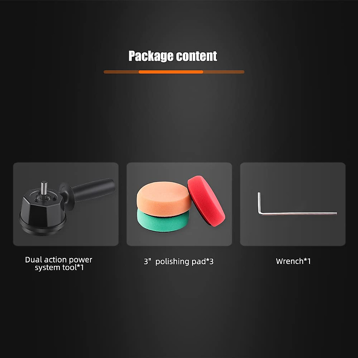 Dual Action Power System Tool, Forced Dual Action Polisher Adapter Detailing Tool with 3Pcs Polishing Pads For Cordless Drill for Car Polishing, Buffing, Waxing and Compounding -DAPSTS3