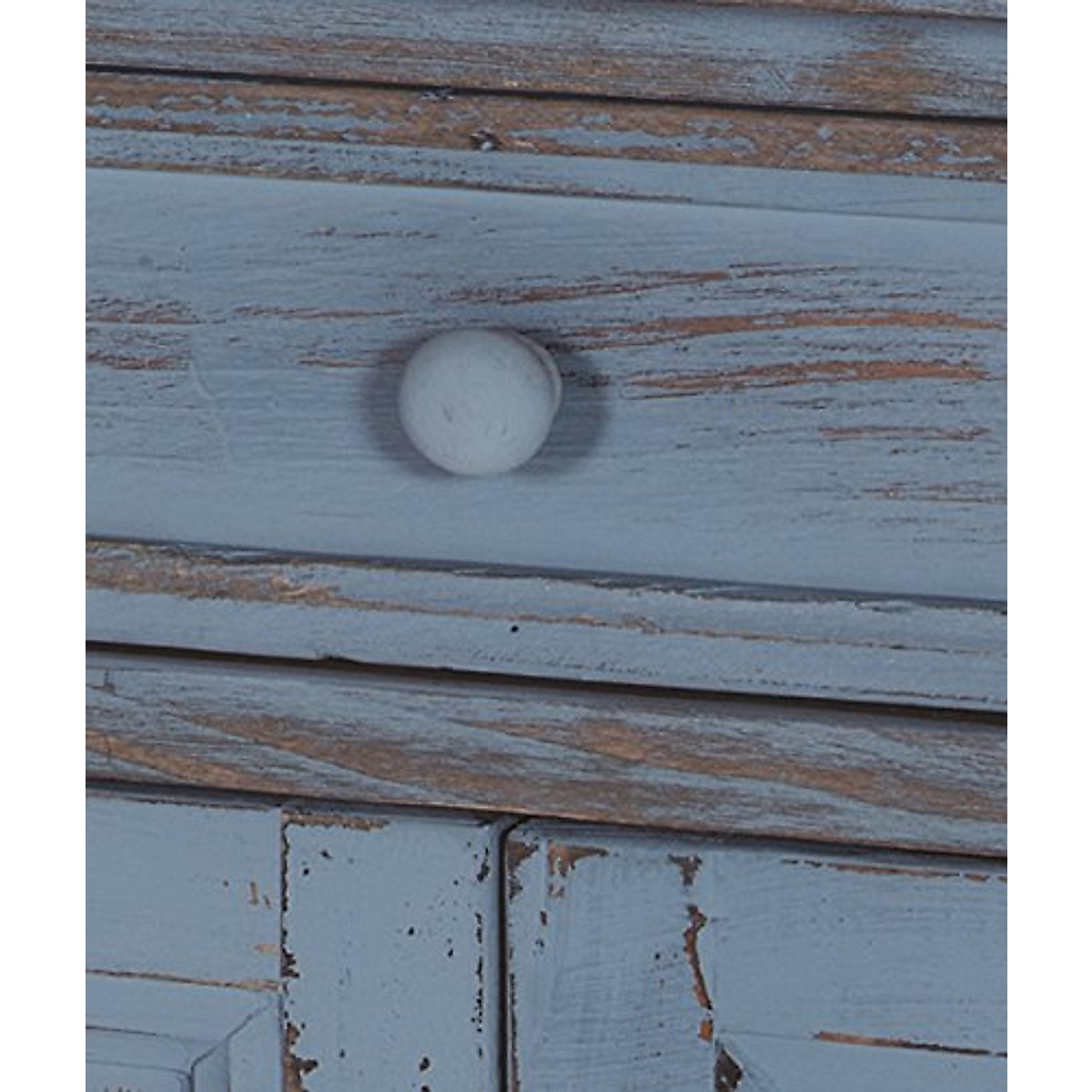 Rustic Cottage Accent Cabinet with 1 Drawer and 2 Doors in Blue Antique Finish for Living Room - Assembly Req'd., Distressed Wood, Adjustable/Removable Shelf