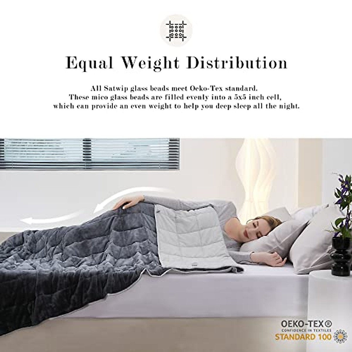 Satwip Grey Weighted Blanket 15 Pounds, Fuzzy Warm Flannel Throw Blanket with Soft Breathable Sanded, 48 x 72 inches, Grey