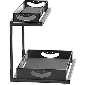 Warmodern 3 Pack Bathroom Organizer Under Sink,2 Tier Bathroom Cabinet Organizer, Bathroom Organizer Under Sink Baskets with 24 Hooks and 6 Hanging Cups, Multifunction Under Cabinet Storage