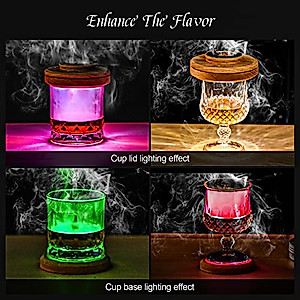 2023 New Cocktail Smoker Kit with Torch with 4 Wood Chips Flavors, Old Fashioned Drink Smoker with Light Up LED Coaster, Infuse Cocktails, Wine, Whiskey, Cheese, Salad, Meats, Whiskey Gifts for Men Women (No Butane)