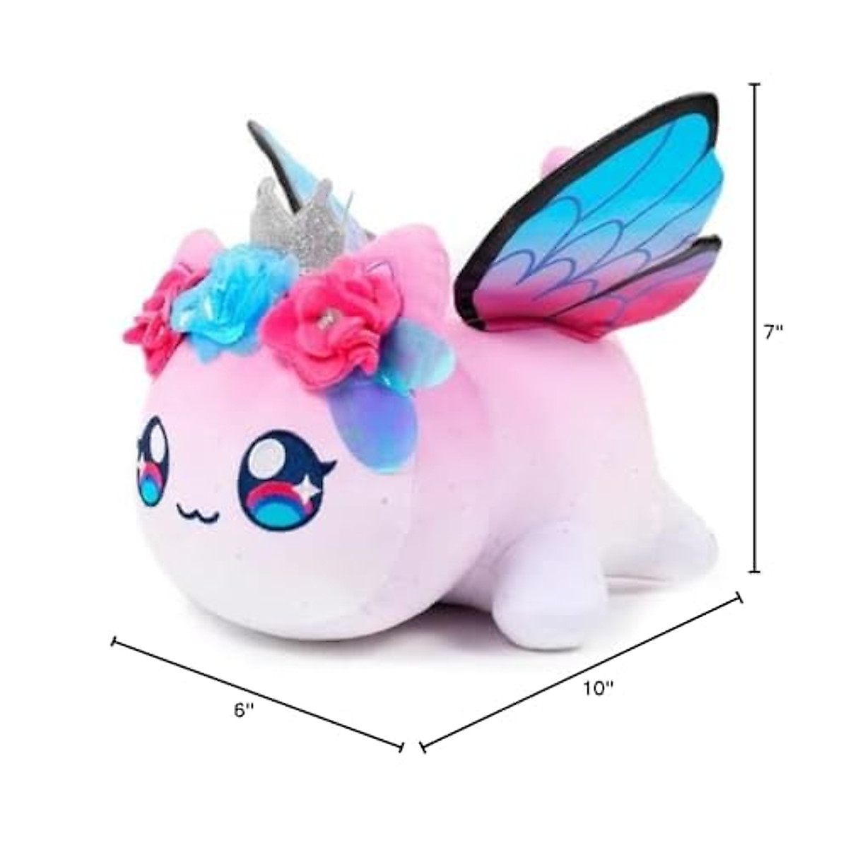 BINYAT Cute Cat Meemeows Plushies Meemeows Angel and Demon Cat Plushie Cat Food Plushies Cat Mee Meow Anime Cartoon Cat Stuffed Figure Toy Plush Pillow Gift for Fans Kids (Butterfly Cat)