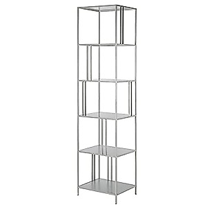 Henn&Hart 18" Wide Rectangular Bookcase in Silver, for Home Office, Living Room