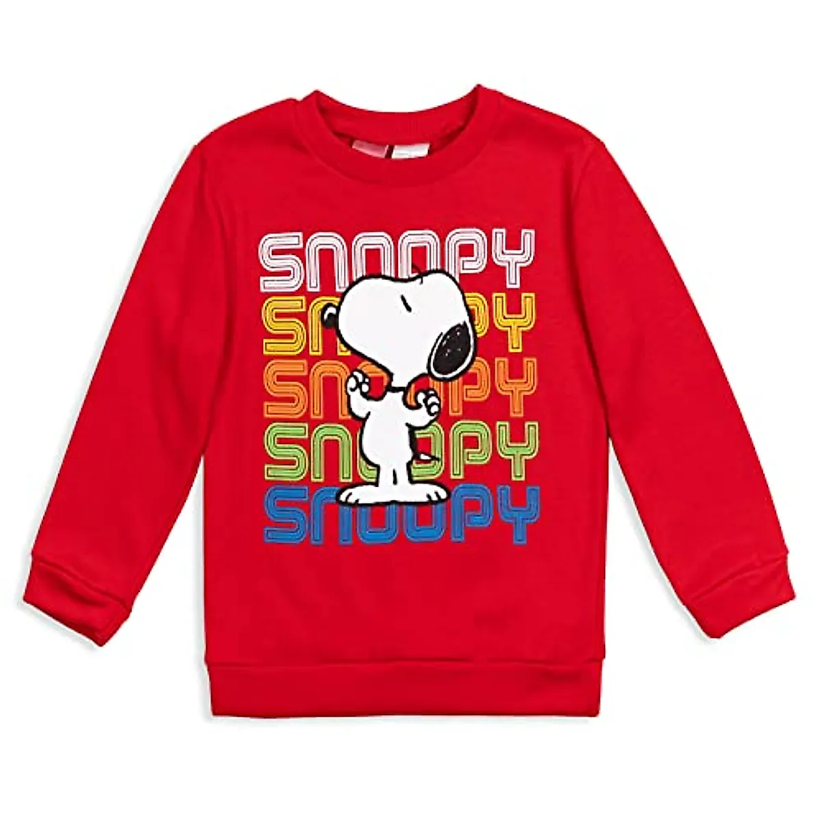 PEANUTS Snoopy Little Boys Fleece Pullover Sweatshirt and Pants Set Red/Black 7-8