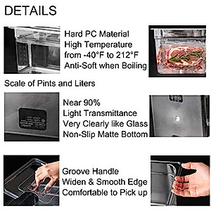 Sous Vide Container with Lid 11 Liter/12 Quarts for Virtually All Immersion Circulators Cookers Crystal Clear Transparent Polycarbonate Accessories Kit (12 Quats with Lid)