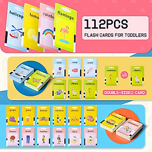 Careenoah Educational Toys for 3 4 5 6 Year Old Boys 112 Pcs Talking Flash Cards for Toddler Preschool Learning Games Activities Christmas Birthday Gift for Kids Age 3 4 5 6 Year Olds Boys