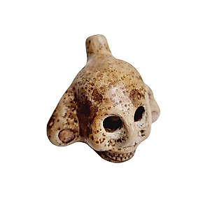 Small Penacho Death Whistle, Death Whistle LOUD medium size Hand Crafted Original Whistles, Maya Aztec, sugar (Natural)