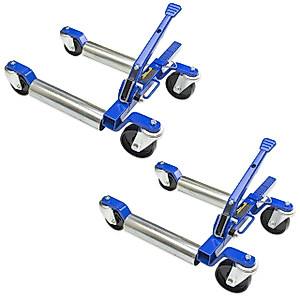 Jackco 1500 LB 12.5” Wheel Car Positioning Dolly with Ratcheting Foot Pedal (2 Pack)