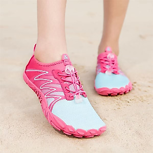Zonkacen Male Female Colorful Concise Anti Slip Elastic Band Water Shoes for Summer Beach Swiming Diving Surfing Wading Cycling Sports Pool Yoga Rose Red 3 Men/4.5 Women