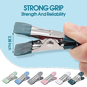 Clothes Pins Heavy Duty 30 Pack, 2.17 Inch Metal Chip Clips, Bag Clips for Food, Clothespins for Photo Drying Clothesline Laundry Sock, Chip Clips Bag Clips Food Clips, 6 Colors