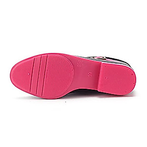 Toe Boots Women Low-Heeled Middle Shoe Rain Buckle Waterproof Round Women's Rain Shoes Craftsmen Work Boots Mens (Hot Pink, 9)