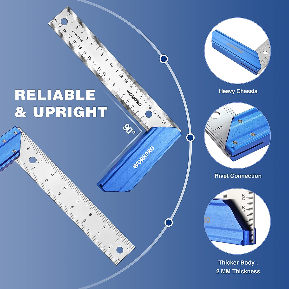 Goldblatt Trim Puller and WORKPRO 8 Inch Try Square with Aluminum Handle