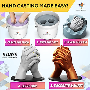 Dylan & Rylie Hand Casting Kit Couples - Plaster Hand Mold Casting Kit, DIY Kits for Adults and Kids, Wedding Gifts for Couple, Hand Mold Kit Couples Gifts for Her, Birthday Gifts for Mom