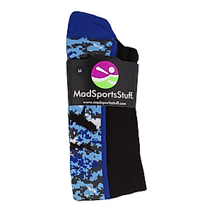 MadSportsStuff Digital Camo Shark Socks Over the Calf (Black/Blue/White, Small)