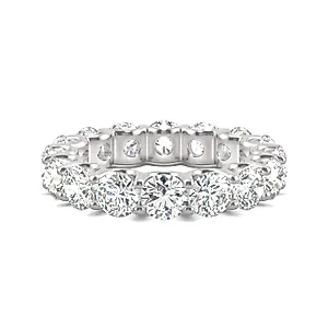 Charles & Colvard Created Moissanite 4.5mm Round Cut Eternity Band for Women | 5.28 cttw DEW | Lab Grown | Solid 14K White Gold with Rhodium | Size 8