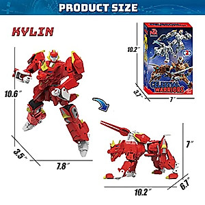 Wenbeier Animal Assembly Robot Toys Tiger Action Figure for Kids 10-in Deformation Robot for Boys & Girls Ages 6-12 (Red)