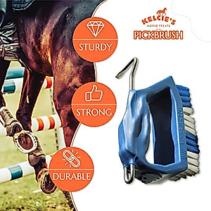 Kelcie's Pick Brush Cleaning Tool For Horses - Easy To Use - Slip Proof - Hoof Pick and Brush - Best Horse Grooming Tool - Great Grip Horse Brush