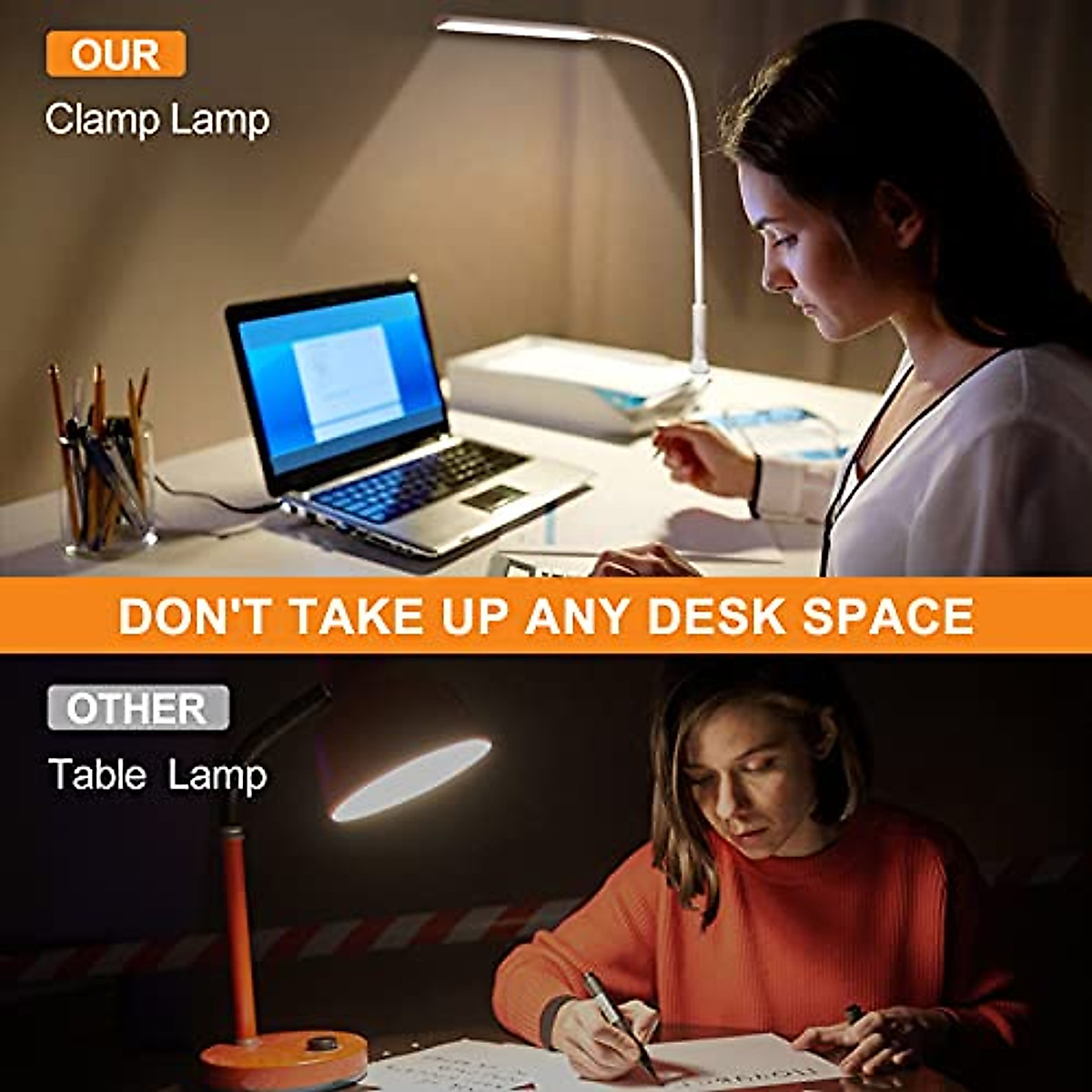 LED Desk Lamp, YOTUTUN Swing Arm Table Lamp with Clamp, Flexible Gooseneck Task Lamp, Eye-Caring Architect Desk Light, 3 Modes 10 Brightness Levels, Memory Function Desk Lamps for Home Office, 10W
