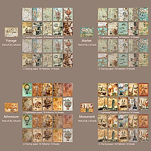 Vintage Scrapbook Paper Pack, Ephemera for Junk Journal Steampunk Craft Paper Collage Paper Journaling Supplies Scrapbooking Emblishments, 4.1 × 5.5 inches, 40 Designs 80 Sheets