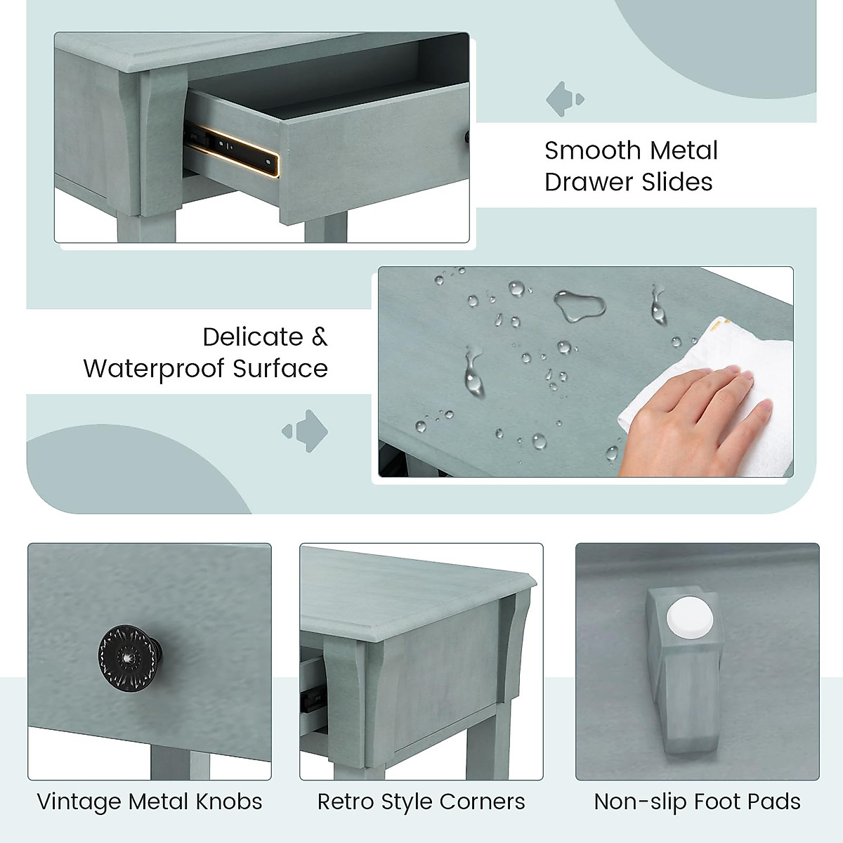 KOTEK 58'' Console Table with Storage, Retro Entryway Table with 3 Drawers and Open Shelves, Solid Wood Legs, Long Sofa Table, Hallway Table for Entryway, Living Room