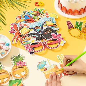 Vinsot 32 Packs Luau Party Glasses Hawaiian Funny Sunglasses Paper Glasses Frame Tropical Fancy Dress Props Photo Booth Props for Summer Party Supplies Kids Beach Themed Party Favors
