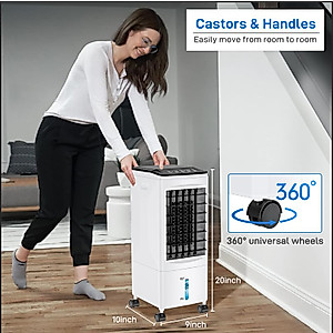 Portable Air Conditioners, 3-IN-1 Windowless Air Conditioner, Evaporative Air Cooler Kitchen Volume AC, Fast Cooling Large Air Conditioner for Room, Remote/3 Speed/7H Timer/1.45 Gallon/3 Ice Packfan-2