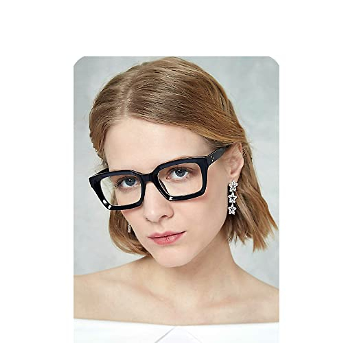 Bouryo Vintage Clear Lens Glasses for Women, Non-prescription Classic Square Eyewear Thick Frame Eyeglasses