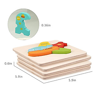 Phoohi Wooden Puzzles for Toddlers 1-3 Years 4pcs Vehicle Traffic Puzzles Early Learning Educational Montessori Preschool Wooden Toys for 2 Year Old Boys Gift