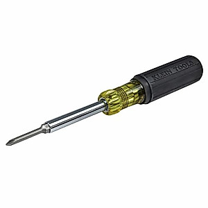 Klein Tools 32559 Multi-bit Screwdriver / Nut Driver, Extended Reach 6-in-1 Tool with Nut Driver, Phillips and Slotted Bits
