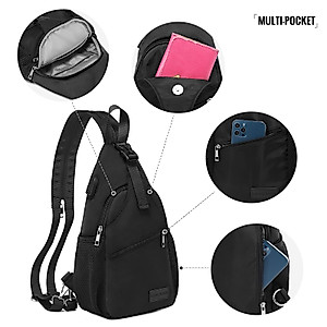 LOVEVOOK Sling Bag for Women Casual Daypack Nylon Crossbody Sling Backpack Travel Shoulder Bag Hiking Daypack (Black)