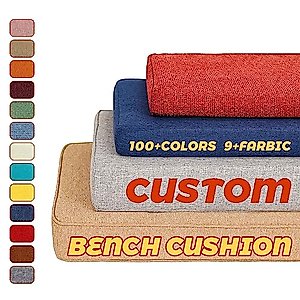 mudilun Custom Outdoor/Indoor Bench Cushions for Patio Furniture Waterproof Durable Long Bench Cushions Custom Soft with Zipper Washable Kitchen Dining Chair Pads(100+Colors,Custom Size)…