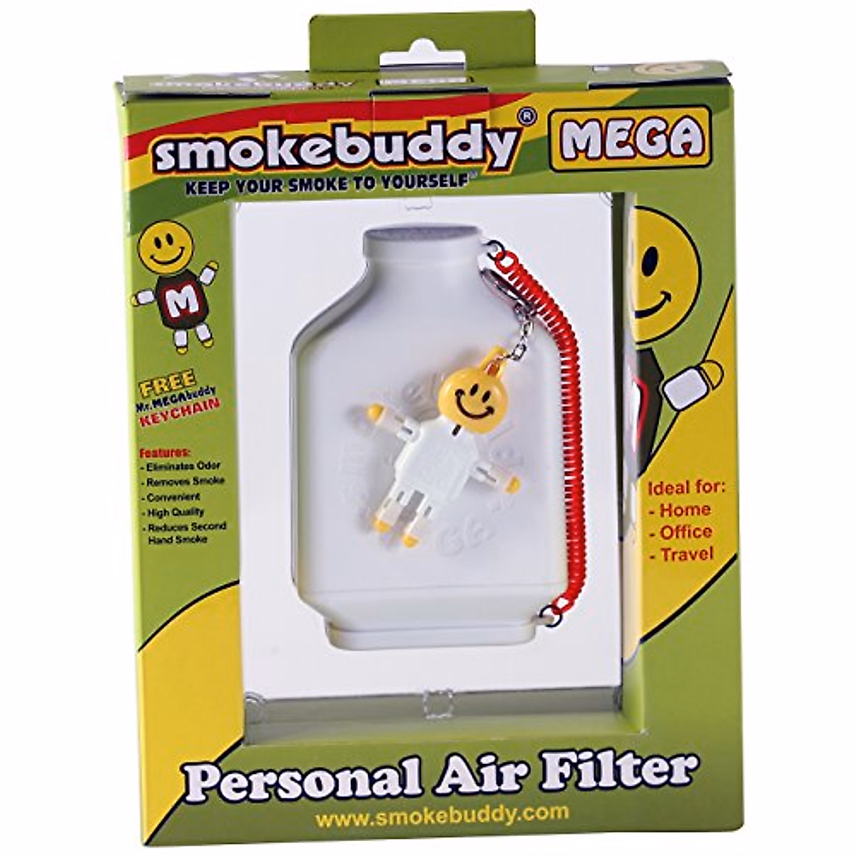 Smoke Buddy Mega Personal Air Purifier Cleaner Filter Removes Odor - White