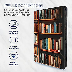 BFSEROBJ for Kindle Fire 7 Tablet Case 9th/7th Generation 2019/2017 Release 7 inch 360 Rotating Degree Stand Lightweight Protective Smart Cover with Auto Wake/Sleep - Bookshelf