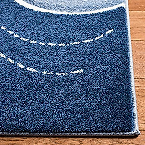 SAFAVIEH Carousel Kids Collection Area Rug - 5'3" x 7'6", Blue & Grey, Animal Design, Non-Shedding & Easy Care, Ideal for High Traffic Areas for Boys & Girls in Playroom, Nursery, Bedroom (CRK121B)