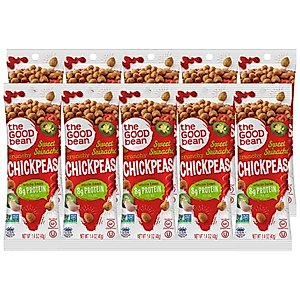 The Good Bean Crunchy Chickpeas - Sweet Sriracha - (10 Pack) 1.4 oz Packet - Roasted Chickpea Beans - Vegan Snack with Good Source of Plant Protein and Fiber