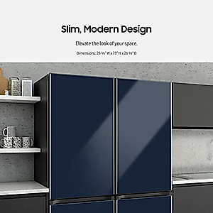 SAMSUNG 12.0 Cu Ft BESPOKE Compact Refrigerator w/ Bottom Freezer, Flexible Slim Design for Small Spaces, Even Cooling, Reversible Door, LED Lighting, Energy Star Certified, RB12A300641/AA, Navy Glass