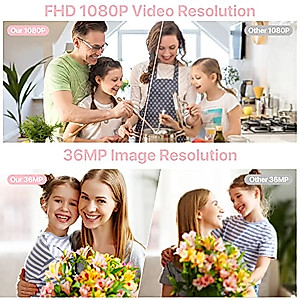 Digital Camera, IVECNSTU FHD 1080P 36MP Vlogging Camera Rechargeable Mini Compact Pocket Camera with LCD Screen 16X Zoom for Adult Seniors Students Kids Beginner (Pink)