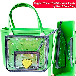 Clear Zipper Insert Bags for Beach Bag, Travel Organizer Storage Inner Pouch, Pop in Kinds of EVA Waterproof Beach Tote Bag(Grey Set of 2)