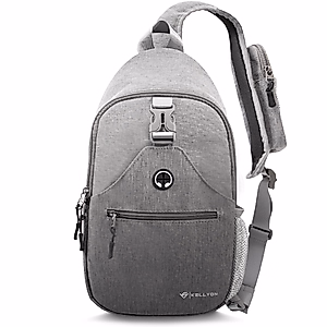 Kellyon Sling Bag Crossbody Sling Backpack Travel Hiking Casual Daypack Chest Bag for Men Women, Gray
