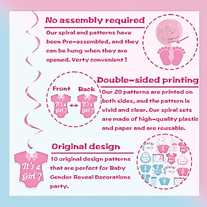 JINGAOFUN 20PCS Baby Gender Reveal Party Decorations Boy or Girl Gender Reveal Party Supplies Party Ideas Pink and Blue Decorations He or She Pregnancy Announcements Decor