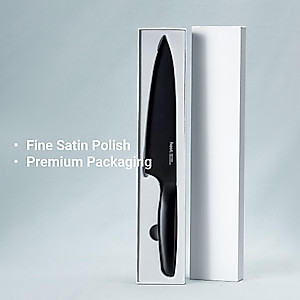 Hast Chef Knife-8 Inch-Professional Kitchen Knife-Ultra Sharp-Powder Steel-High Performance-Lightweight-Sleek Design-Ergonomic Handle-Minimalist Kitchen Decor (Titanium Black)