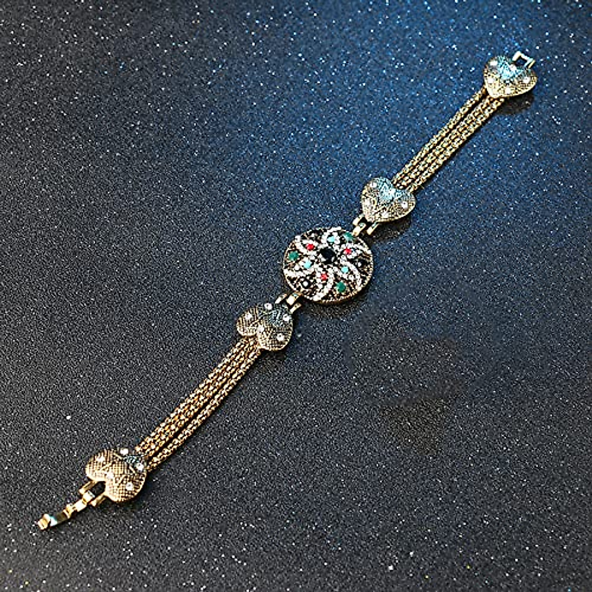 egztika Classic Turkish Jewelry Bangle Gold Plated Heart Colorful Bracelet for Women Lady Gift