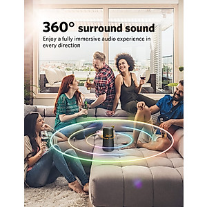 EarFun® UBOOM Bluetooth Speaker, [24W Stereo Sound] Boom Bass, 360° Surround Sound, Sweatshield™ IPX7 Waterproof, Indoor & Outdoor Modes, Dual Pairing, 24Hrs, Portable Wireless Speaker for iPhone etc